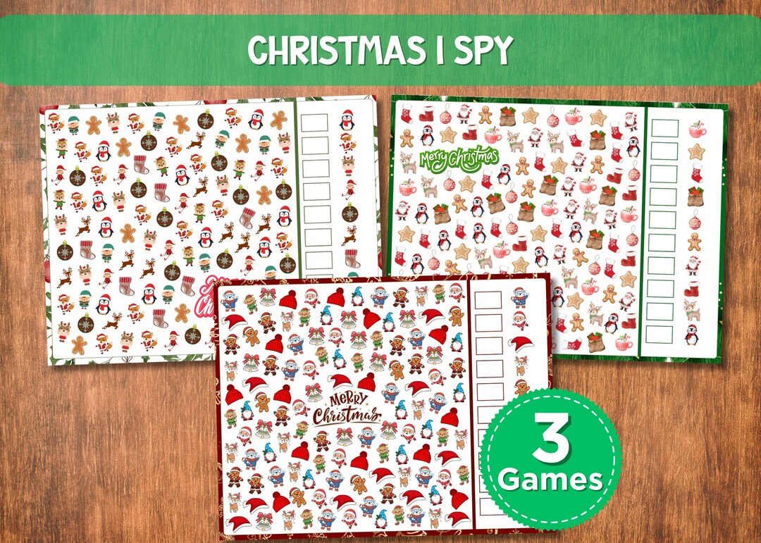 Christmas I Spy Game Pack — 3 Holiday Search & Find Printables | I-spy ...