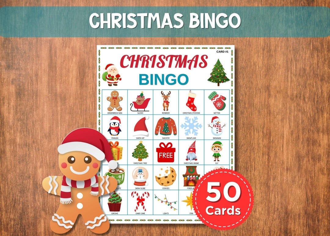 Christmas Bingo Printable Game | 50 Bingo Cards + Calling Cards ...