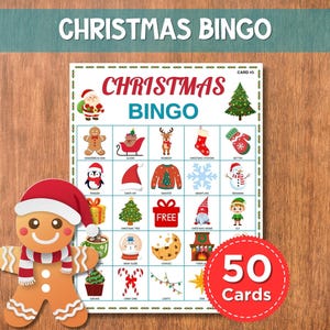 Christmas Bingo Printable Game | 50 Bingo Cards + Calling Cards ...