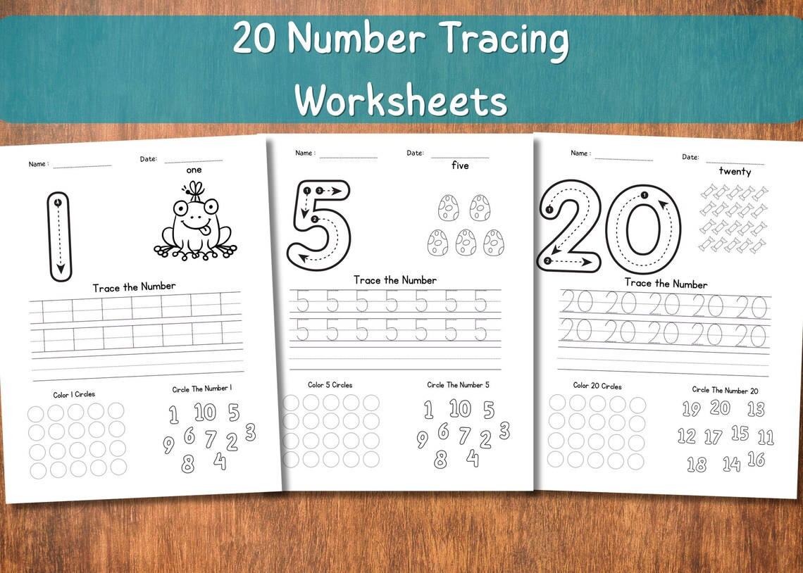 1-20 Number Tracing Worksheets | Preschool & Kindergarten Handwriting ...