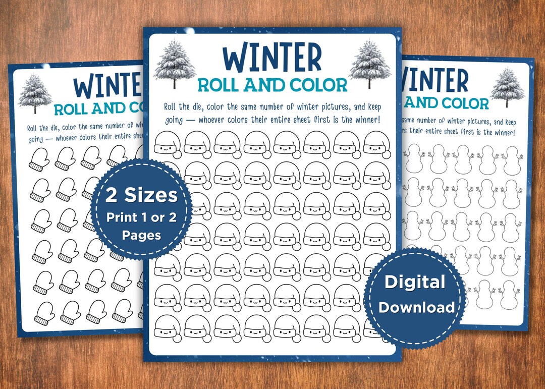 Winter Roll and Color Game | Printable Winter Activity for Kids ...