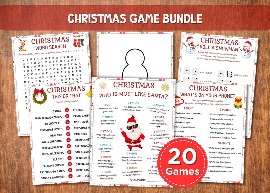 Printable Christmas Game Bundle | Christmas Party Games , Christmas ...