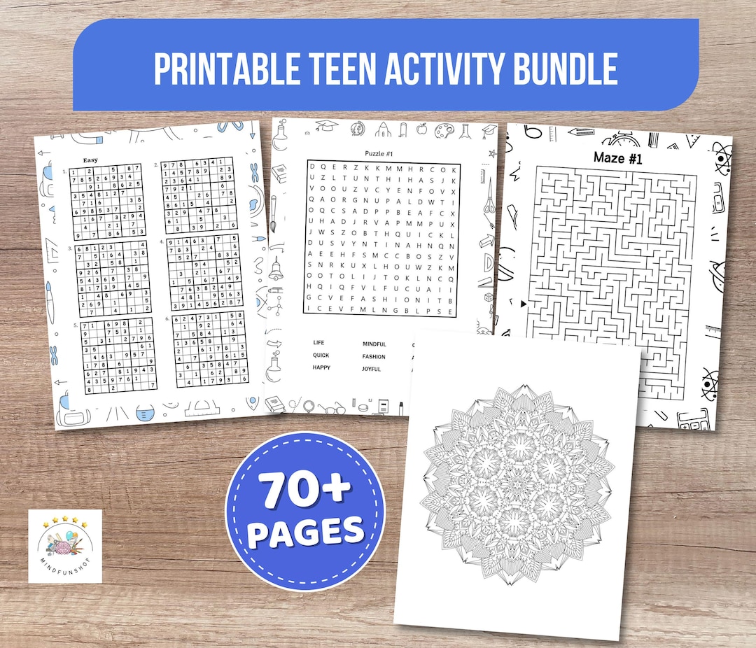 Printable Teen Activity Bundle | 70+ Pages – Sudoku, Word Search ...
