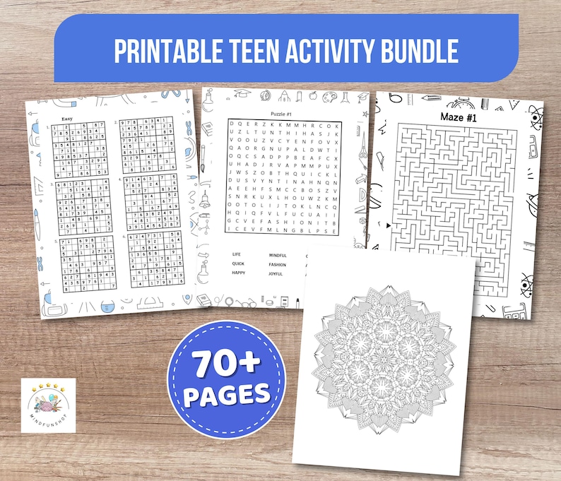 Printable Teen Activity Bundle | 70+ Pages – Sudoku, Word Search ...