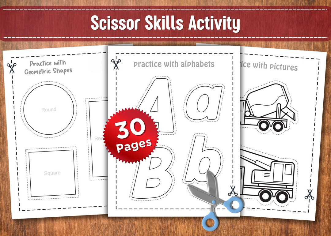 Scissor Skills Activity Pack: Cut & Paste Letters, Numbers, Shapes (PDF ...
