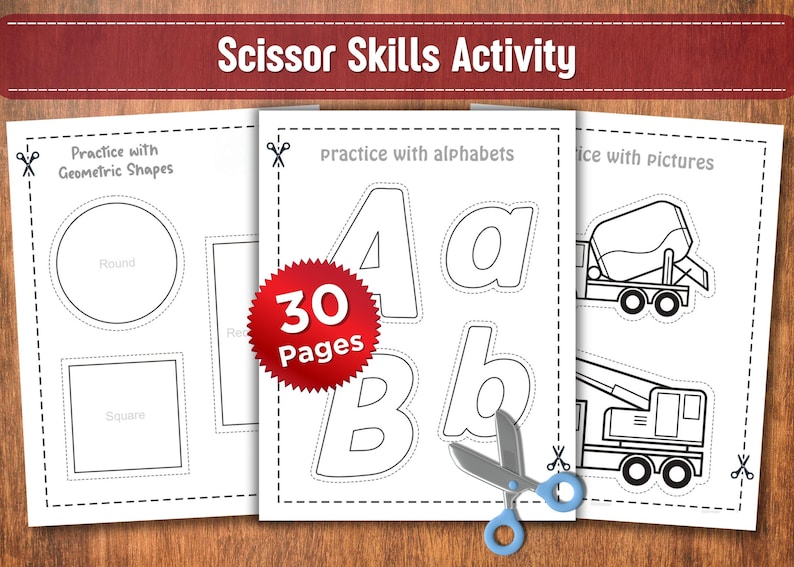 Scissor Skills Activity Pack: Cut & Paste Letters, Numbers, Shapes (PDF ...