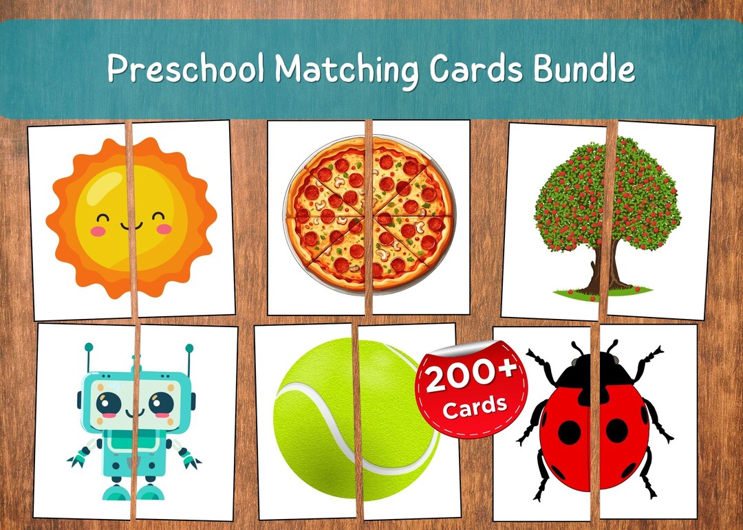 Preschool Matching Cards Bundle | Montessori Puzzle & Symmetry ...