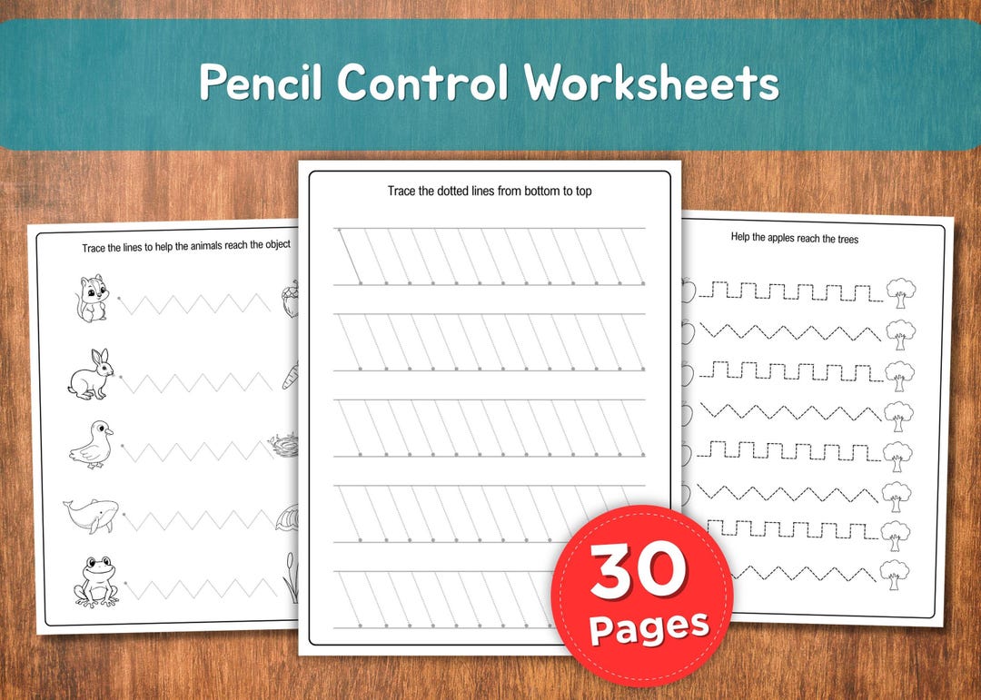 30 Pencil Control Worksheets | Preschool Kindergarten Tracing Lines ...