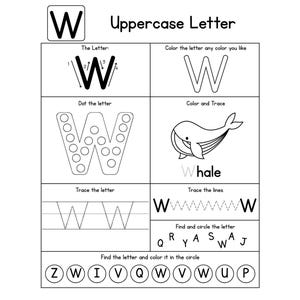 Alphabet Letter Worksheets Printable | 26 Uppercase + 26 Lowercase (52 ...