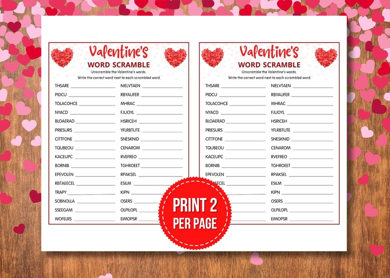 Valentine’s Word Scramble Printable | Valentine’s Day Game for Kids ...