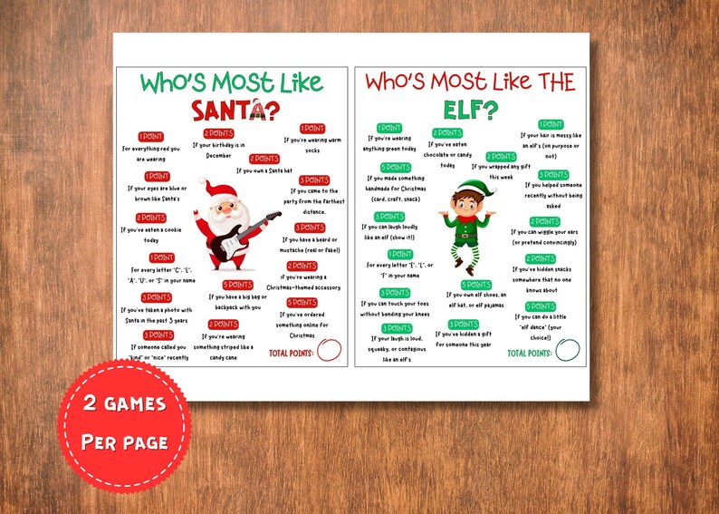 Who’s Most Like Santa and Elf? Christmas Party Game Bundle | Fun ...