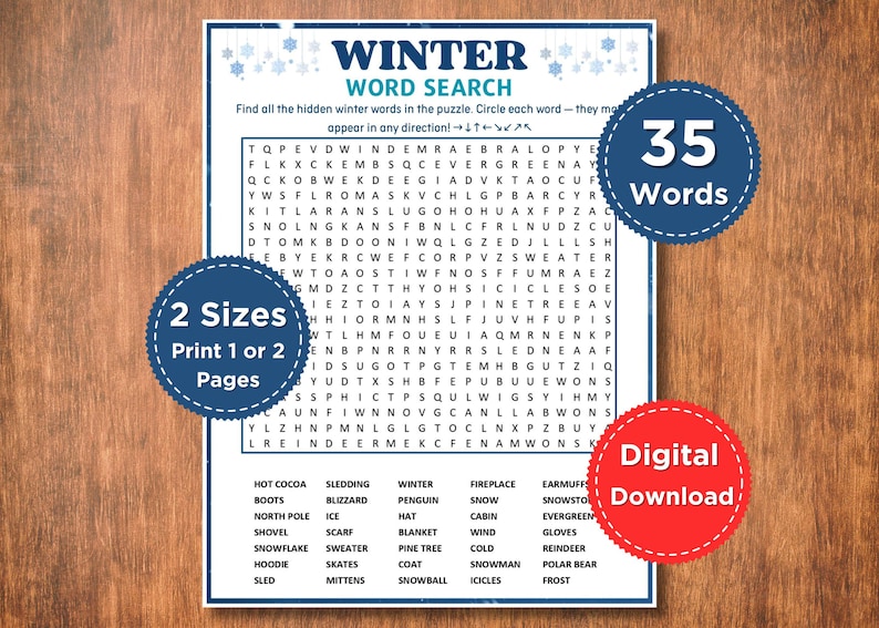 Winter Word Search Puzzle | Printable Winter Game for Kids & Adults ...