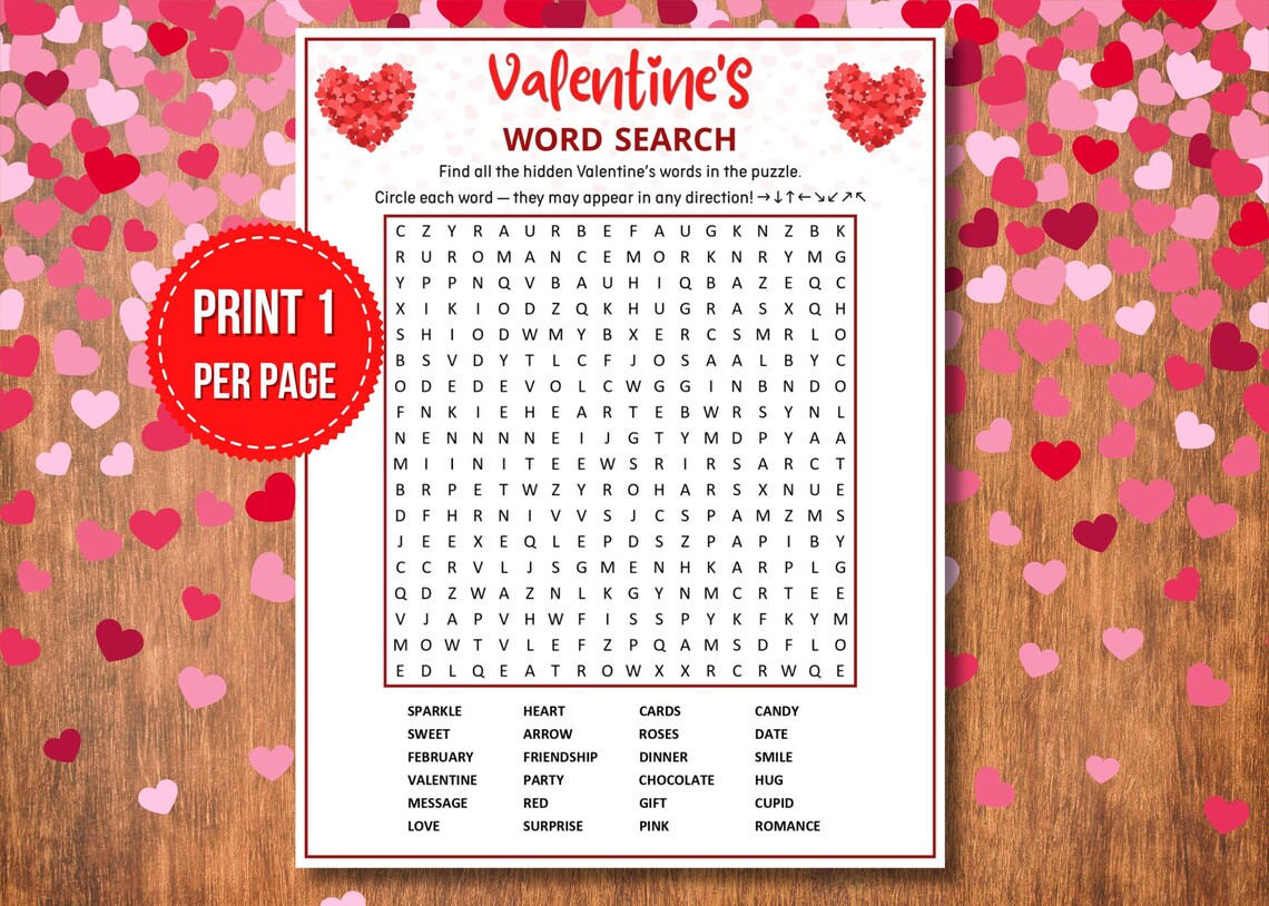 Valentine’s Word Search Printable | Valentine’s Day Activity | Kids ...