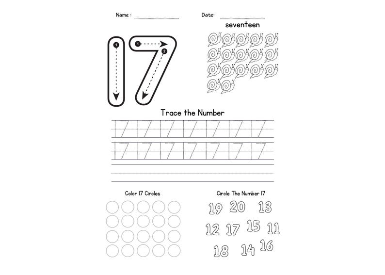 1-20 Number Tracing Worksheets | Preschool & Kindergarten Handwriting ...