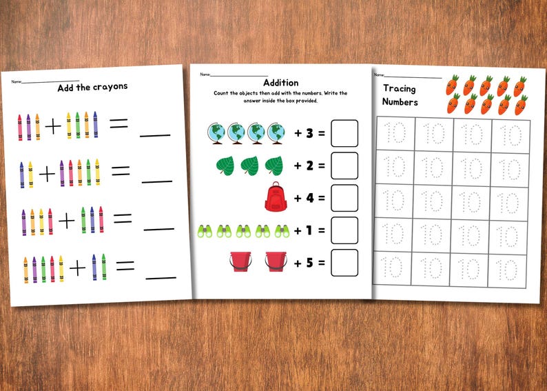 Beginning Math Worksheets | 42 Printable Pages | Counting, Addition ...