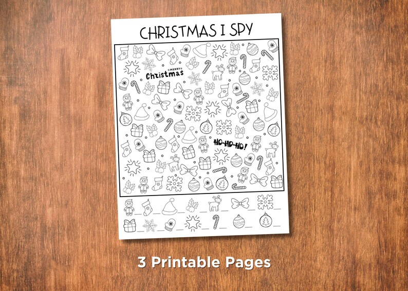 Christmas I Spy Coloring Worksheets | 3 Printable Seek-and-find Pages ...