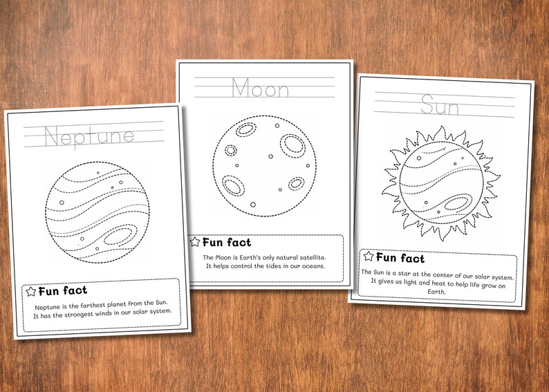 Solar System Tracing Worksheets for Kids | Planet Tracing & Coloring ...