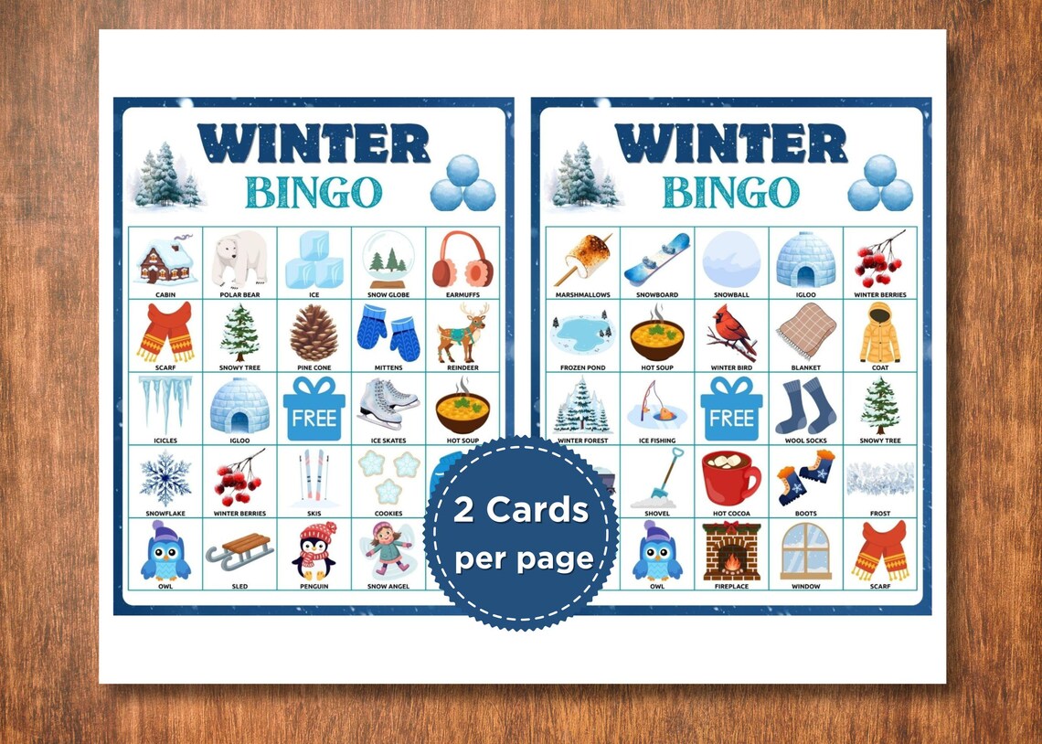 Winter Bingo Game Printable | Kids Holiday Activity | Classroom Party ...