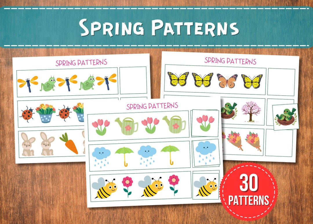 Spring Patterns Worksheets | What Comes Next Pattern Activity for ...