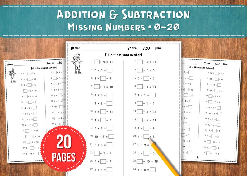 Addition & Subtraction Missing Numbers Worksheets With Answers ...
