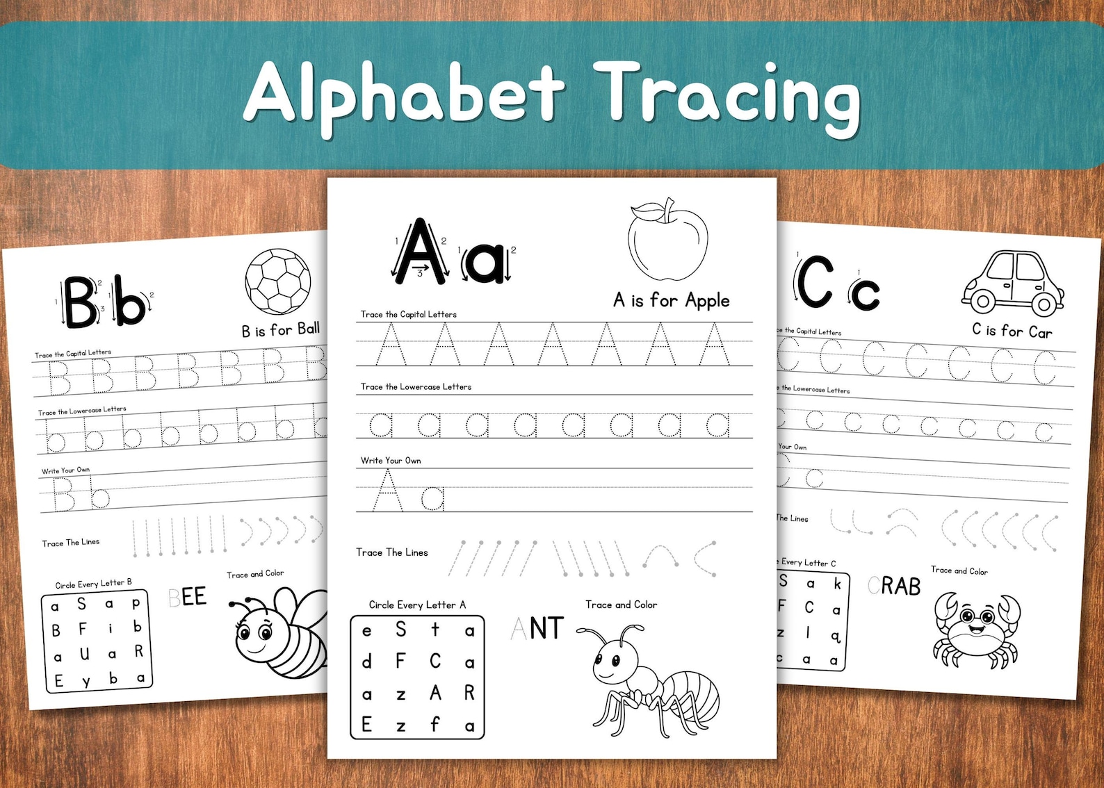 Alphabet Tracing Worksheets – Printable ABC Activity Pack for Preschool ...
