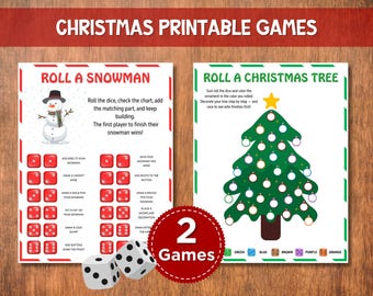 Roll a Christmas Tree Game Printable,family Christmas Party Game for ...