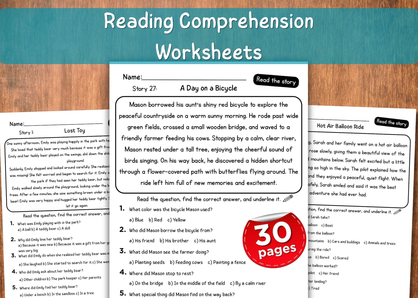 30 Reading Comprehension Worksheets | Short Stories With Questions ...