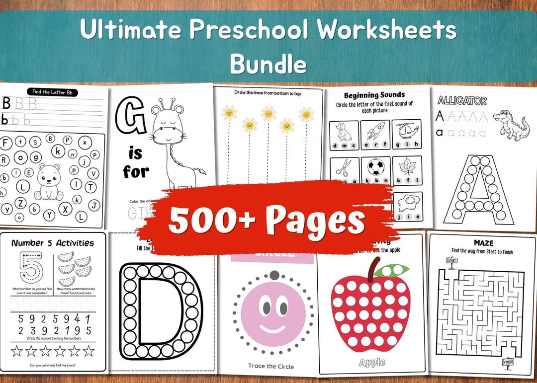 Preschool & Pre-k Learning Bundle – 500+ Printable Worksheets | Tracing ...