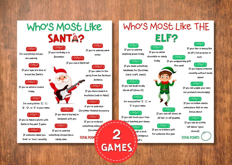 Who’s Most Like Santa and Elf? Christmas Party Game Bundle | Fun ...