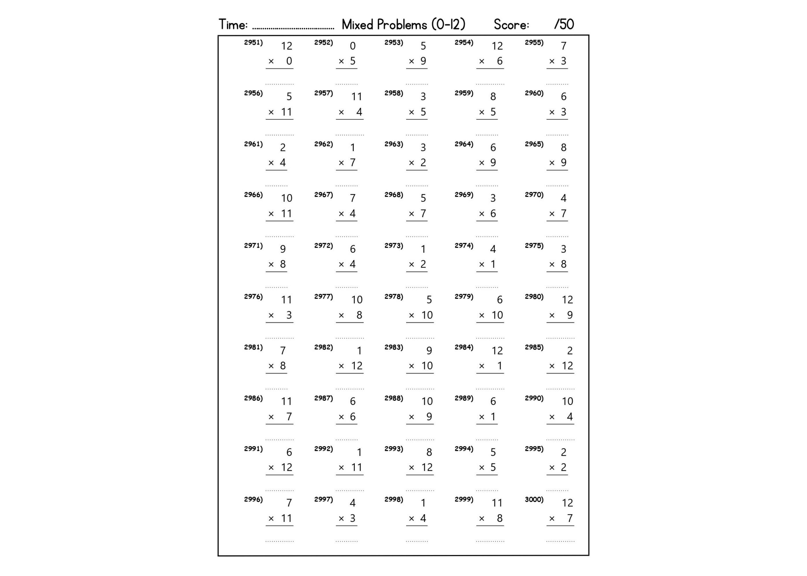 60 Multiplication Worksheets | Times Tables 0-12 | 2nd & 3rd Grade Math ...
