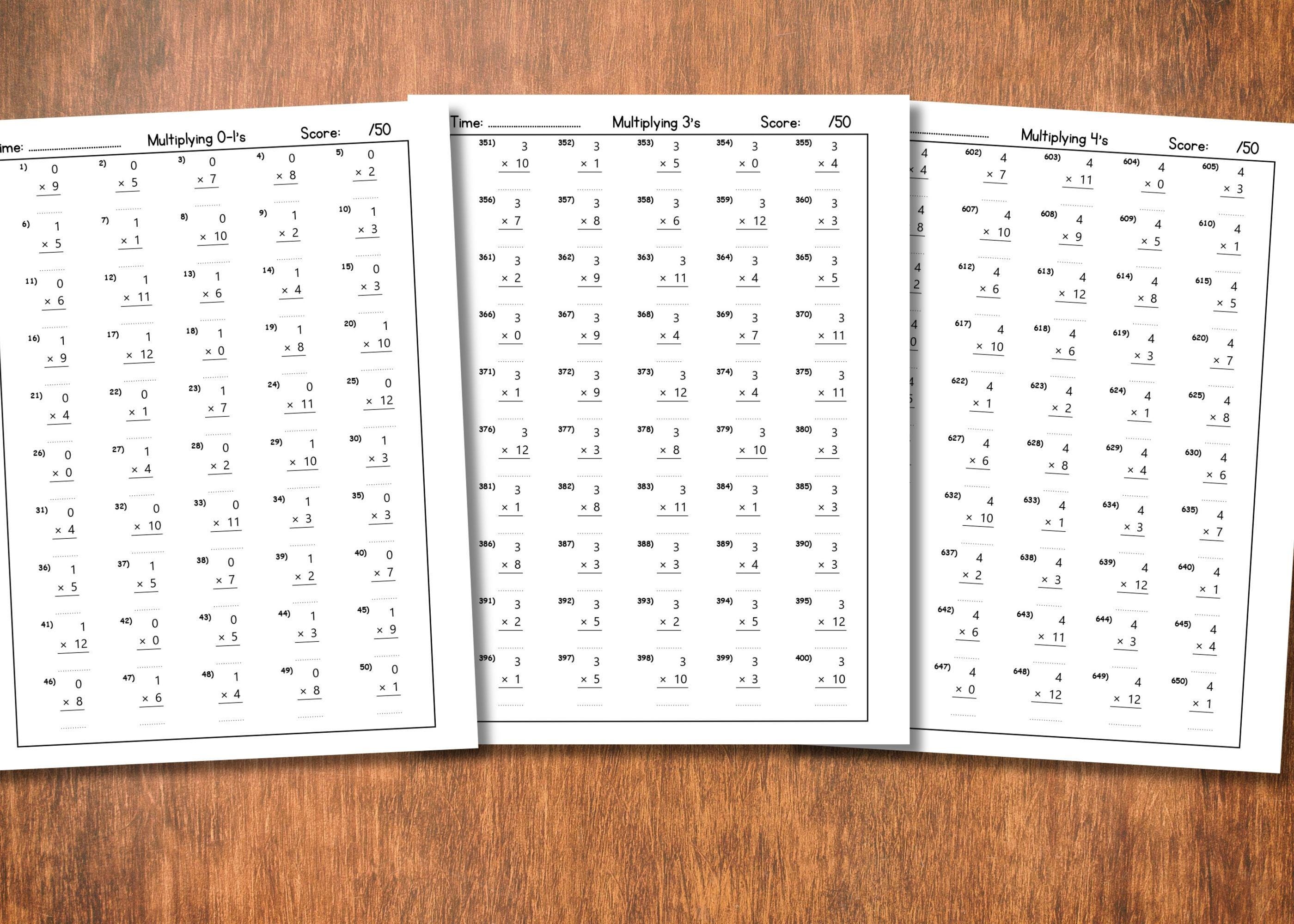 60 Multiplication Worksheets | Times Tables 0-12 | 2nd & 3rd Grade Math ...
