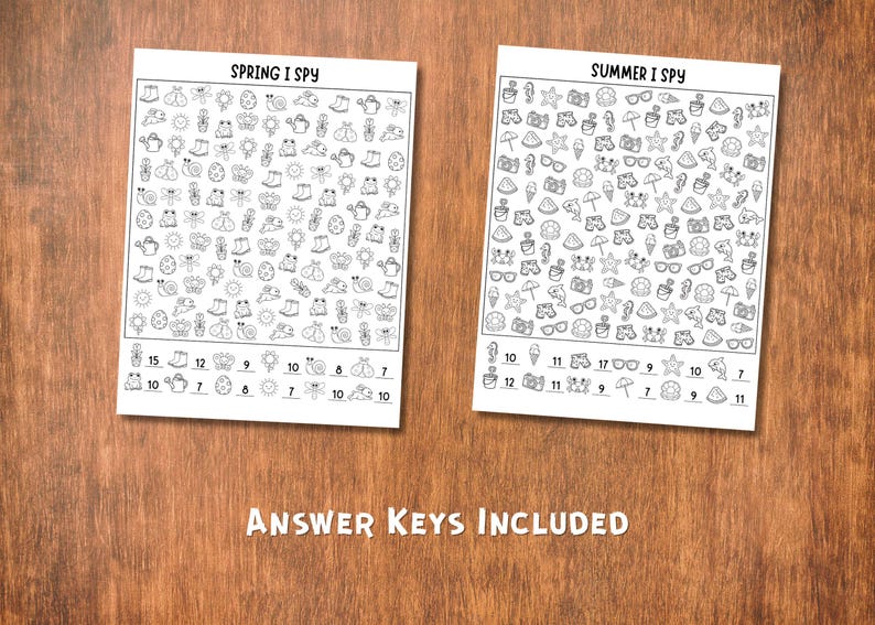 I Spy Printable Bundle, Look and Find Coloring Worksheets, Seek and ...