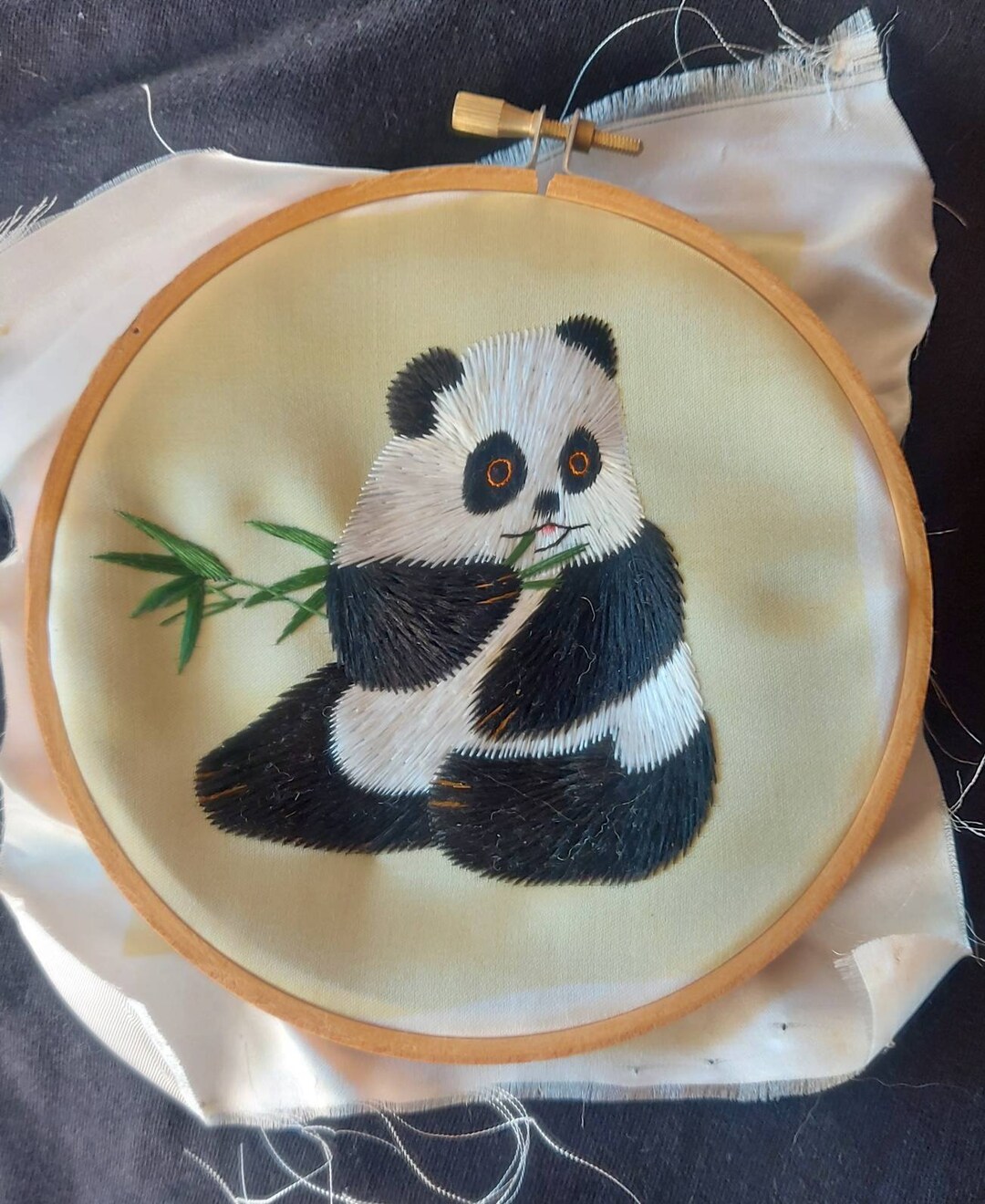 Silk Panda Embroidery With 5" Hoop Wall Hanging - Etsy