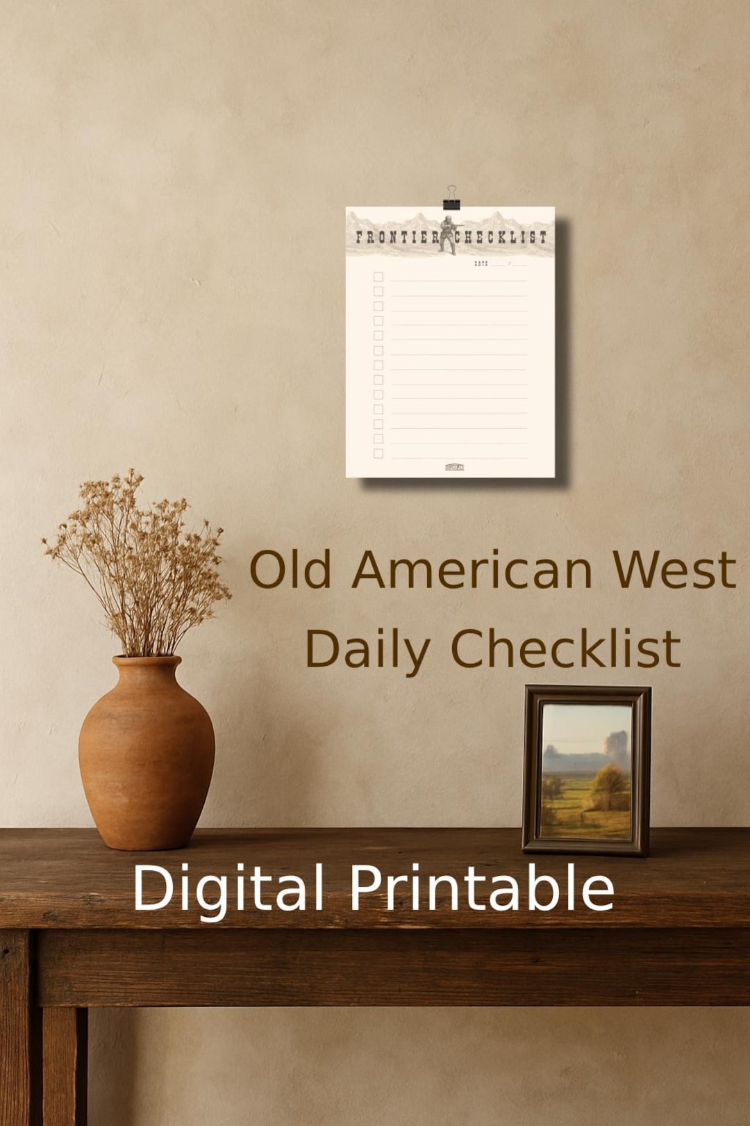 Pioneer Wild West Checklist | Digital Printable To-do List | Rustic ...