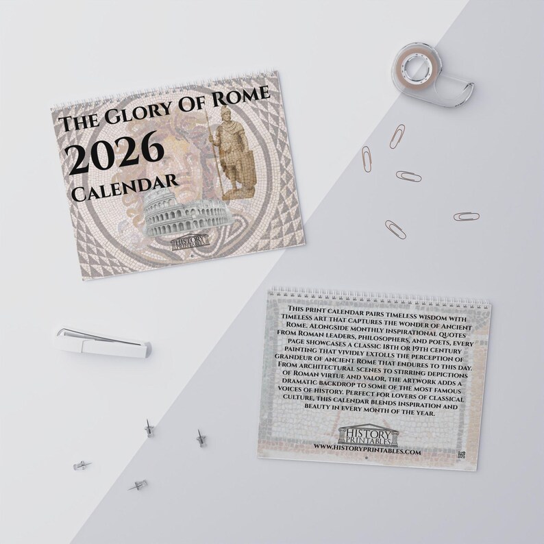 Ancient Roman Calendar 2026 - Famous Roman Quotes & 18th/19th Century ...