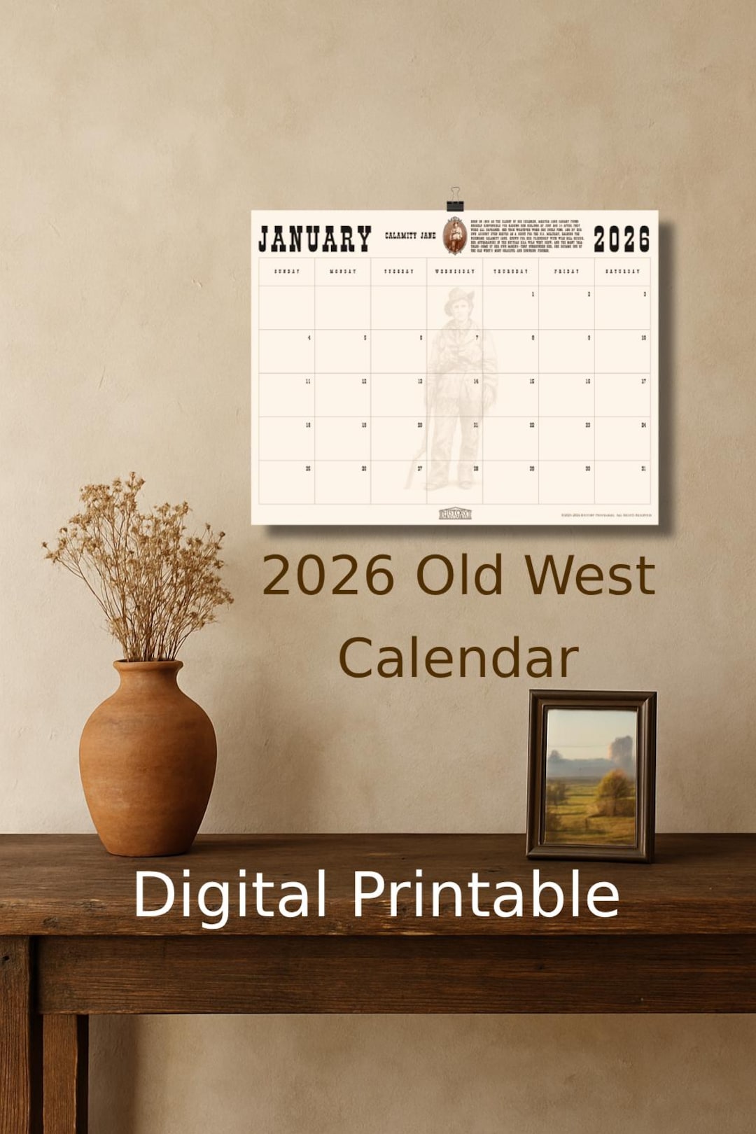 Great American West 2026 Calendar Digital Printable | Cowboy & Western ...