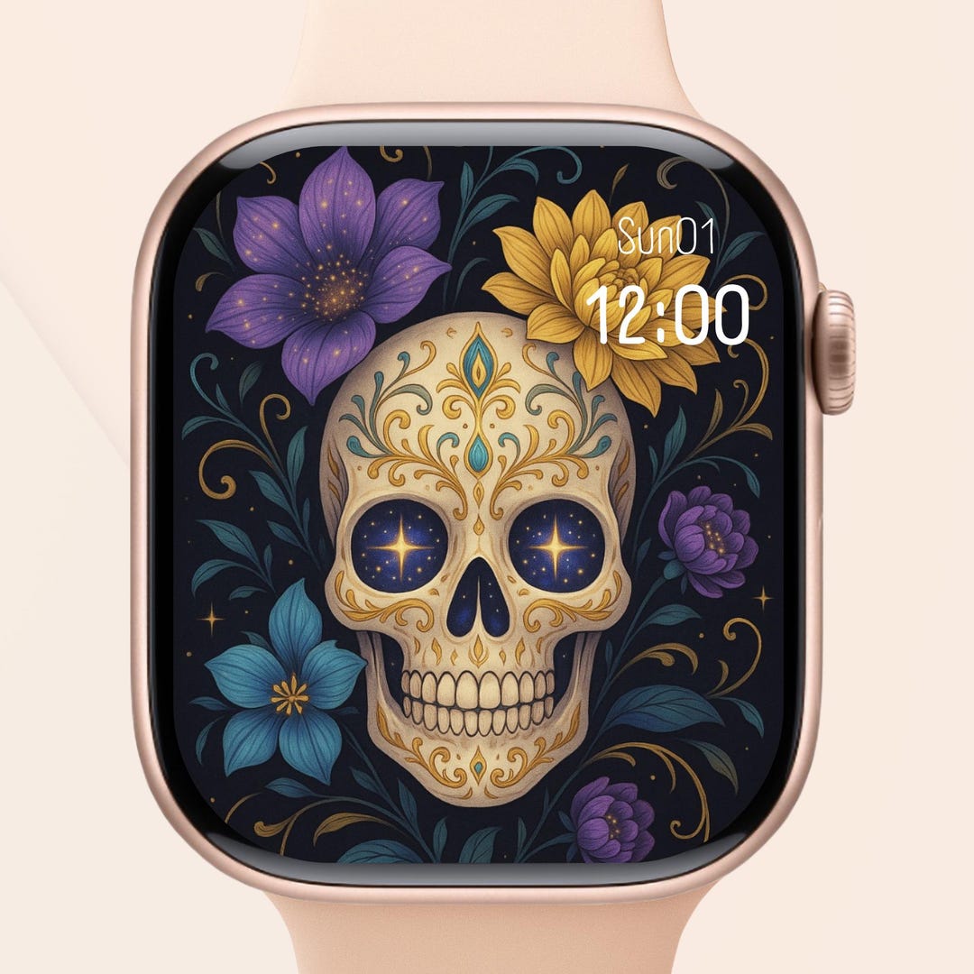 Celestial Sugar Skull Watch Face | Halloween Apple Watch Wallpaper ...
