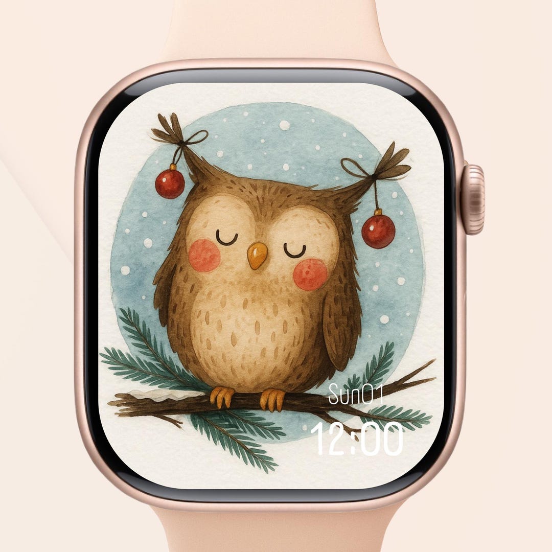 Christmas Owl Apple Watch Wallpaper | Winter Holiday Watch Face ...