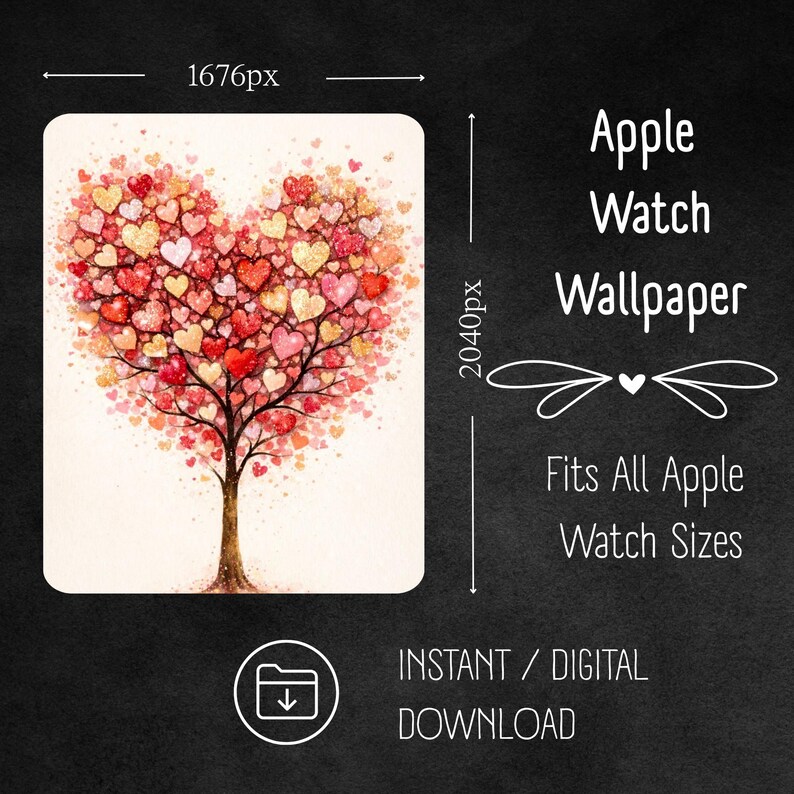 Heart Tree Apple Watch Face | Valentine's Day Wallpaper (digital ...