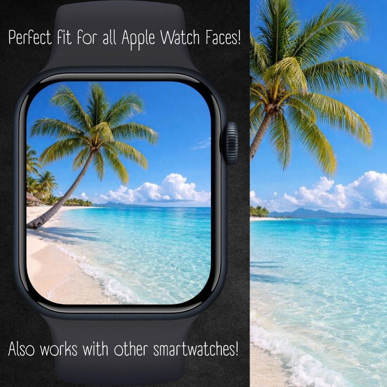 Tropical Beach Apple Watch Wallpaper, Palm Tree Ocean Smartwatch Face ...