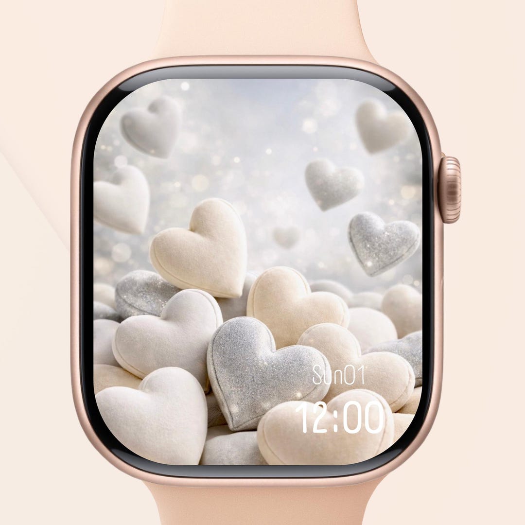 Neutral Hearts Apple Watch Wallpaper, Beige (digital Download - Etsy