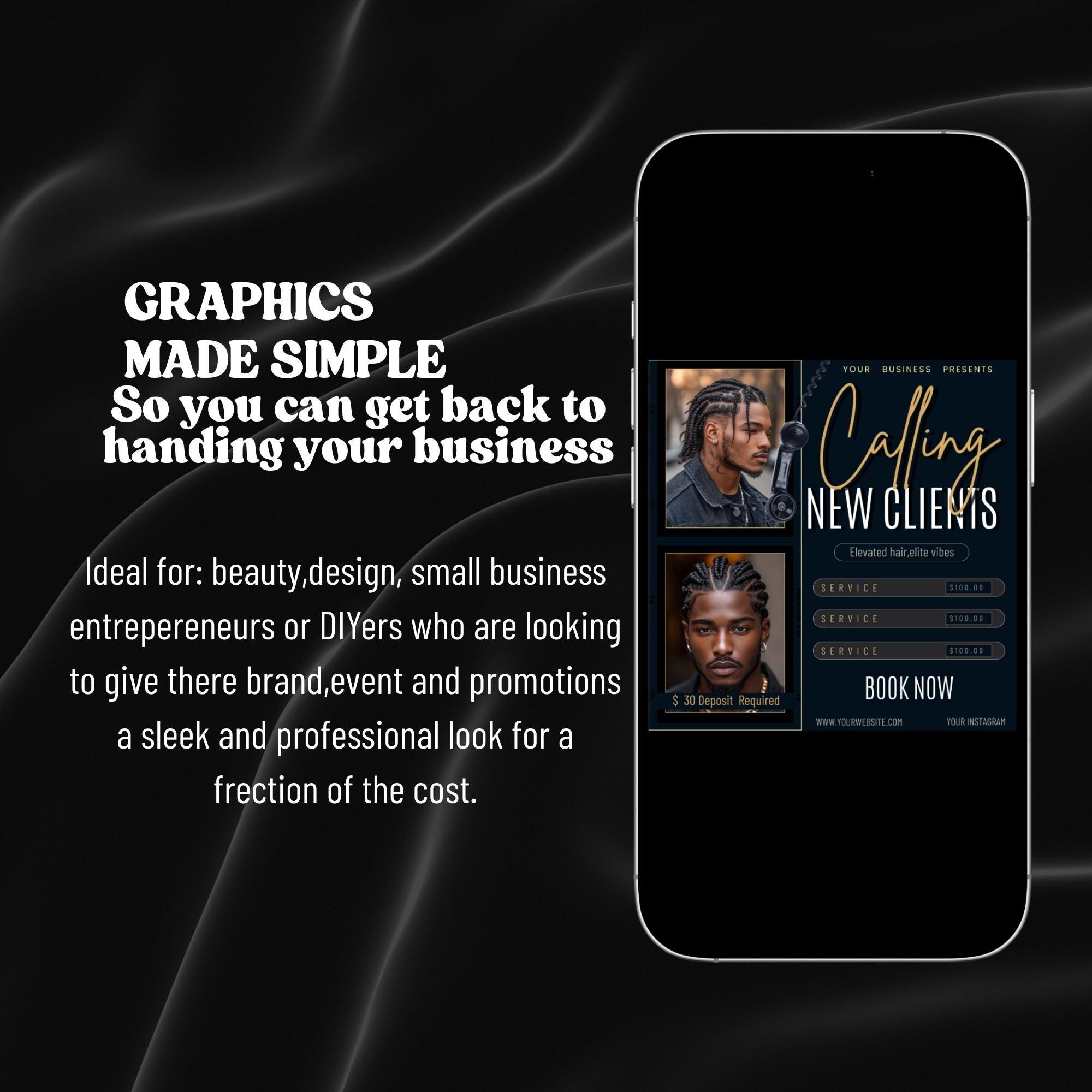 Men's Grooming Flyer, Barber, Braids, Locs, Lash Tech (canva Template ...