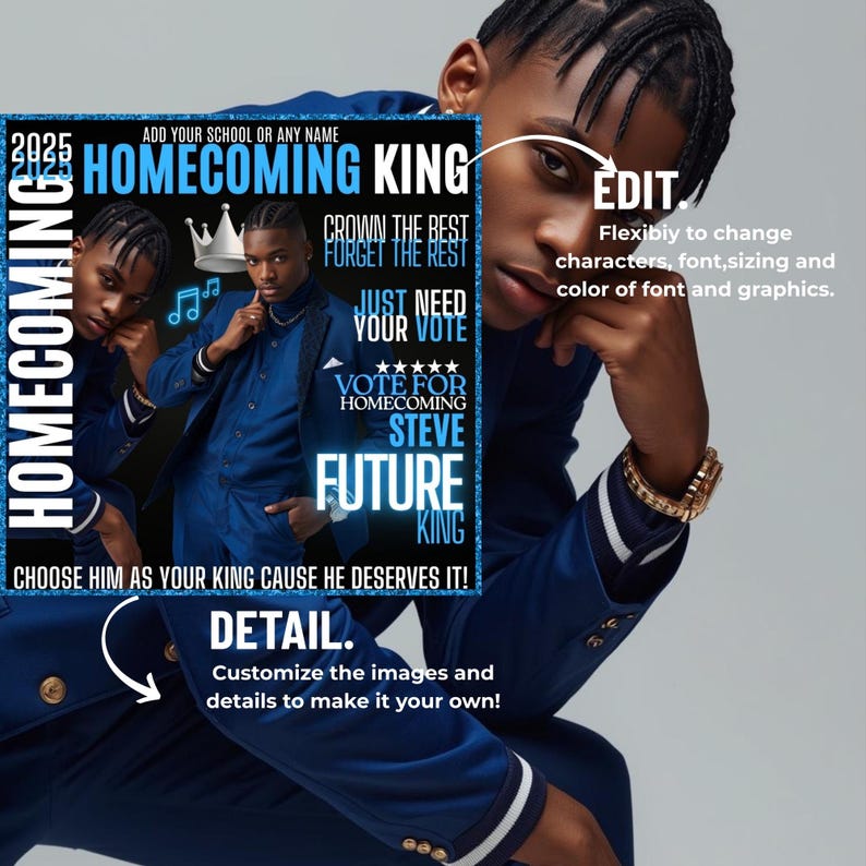 Editable Homecoming King Campaign Flyer Template (canva) - Etsy