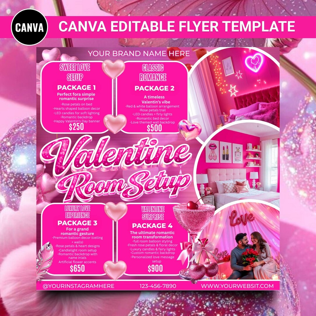 Valentine's Day Room Setup Flyer, Event Booking Flyer Template ...