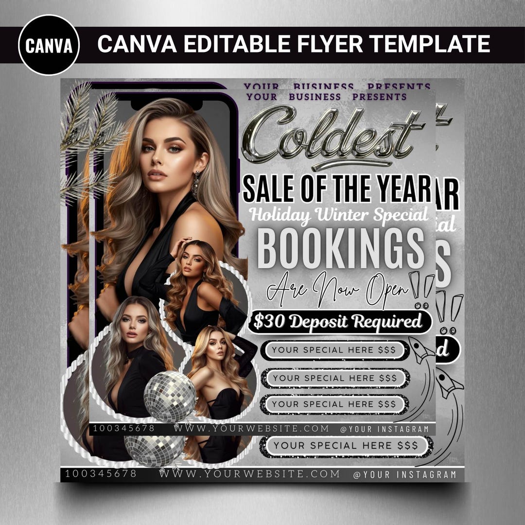 DIY January Booking Flyer Canva Template | New Year Winter Appointments ...