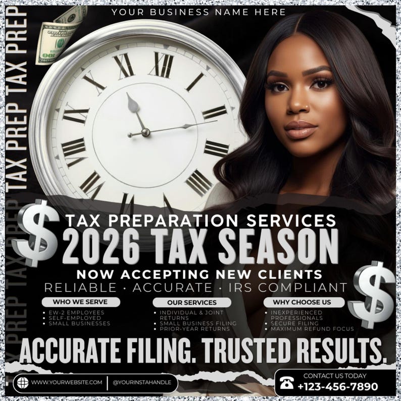 Tax Prep Flyer Services, Income Tax Preparer Season Flyers 2026 ...