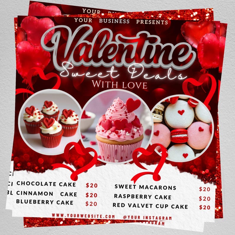 Valentines Sweet Treats Flyer, February Bake Sale Promotion, Dessert ...