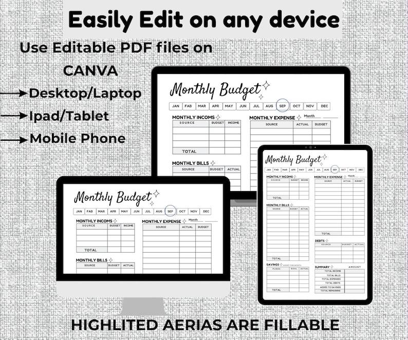 Printable Monthly Budget Planner, Worksheet for Bullet Journal ...