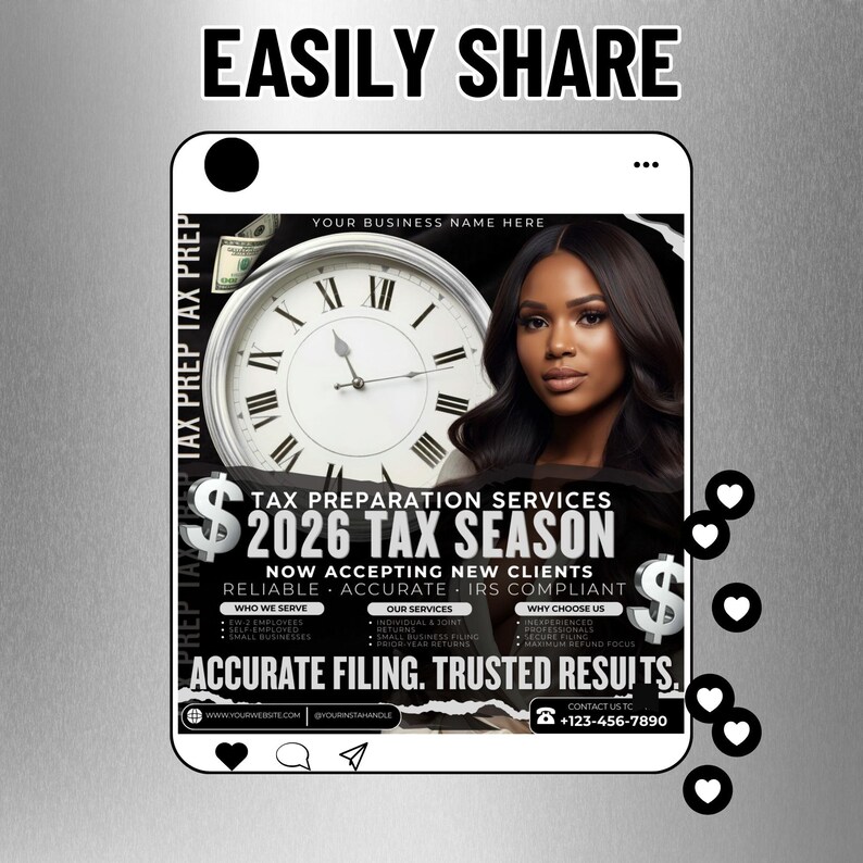 Tax Prep Flyer Services, Income Tax Preparer Season Flyers 2026 ...