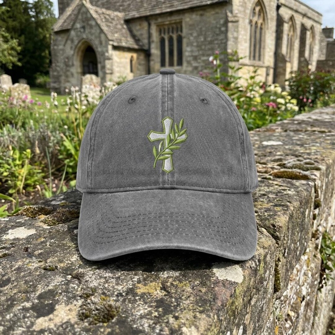 Christian Cross Embroidered Hat, Faith Baseball Cap With Olive Branch ...